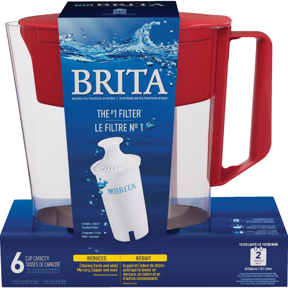 Brita 6-Cup Red Water Filter Pitcher | Do it Best
