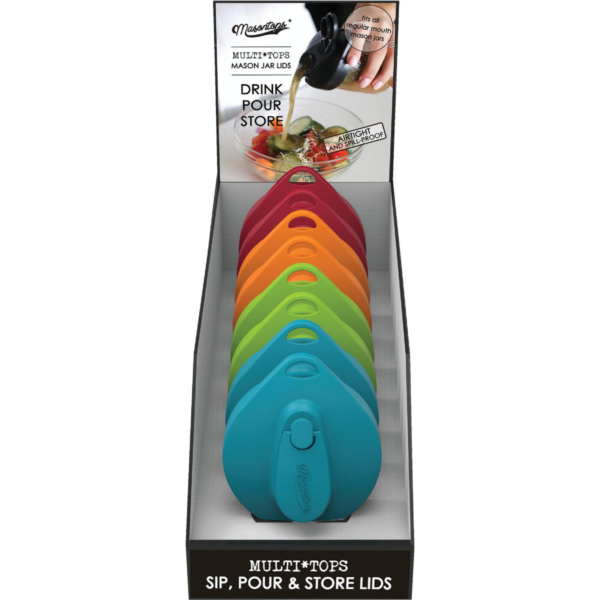 Masontops Multi Top Wide Mouth Canning Jar Lid Display (8-Count) | Do ...