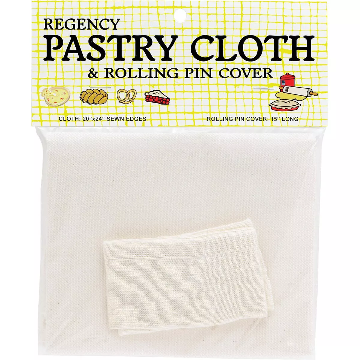 Regency 20 In. x 24 In. Pastry Cloth & 15 In. Cotton Rolling Pin Cover ...