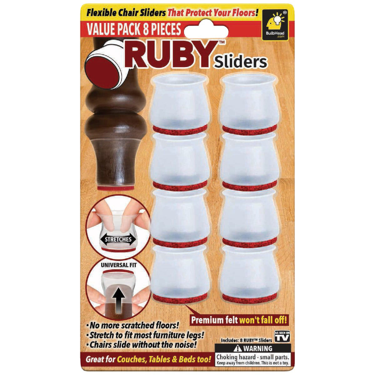 Ruby Sliders Silicone With Felt Bottom Furniture Slider (8-Count) | Do ...