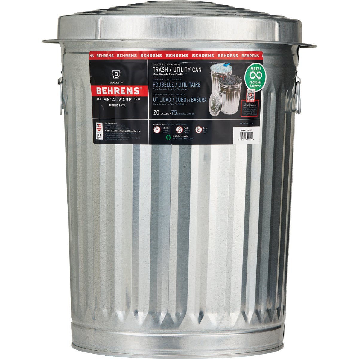 Behrens 20 Gal. Silver Trash Can with Lid | Do it Best