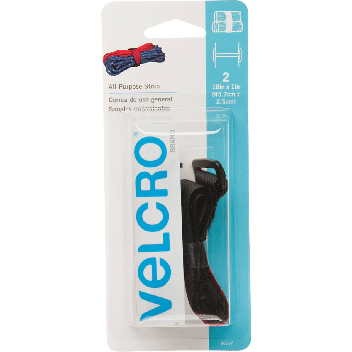 VELCRO Brand 1 In. x 18 In. Black All-Purpose Hook & Loop Strap (2 Ct ...