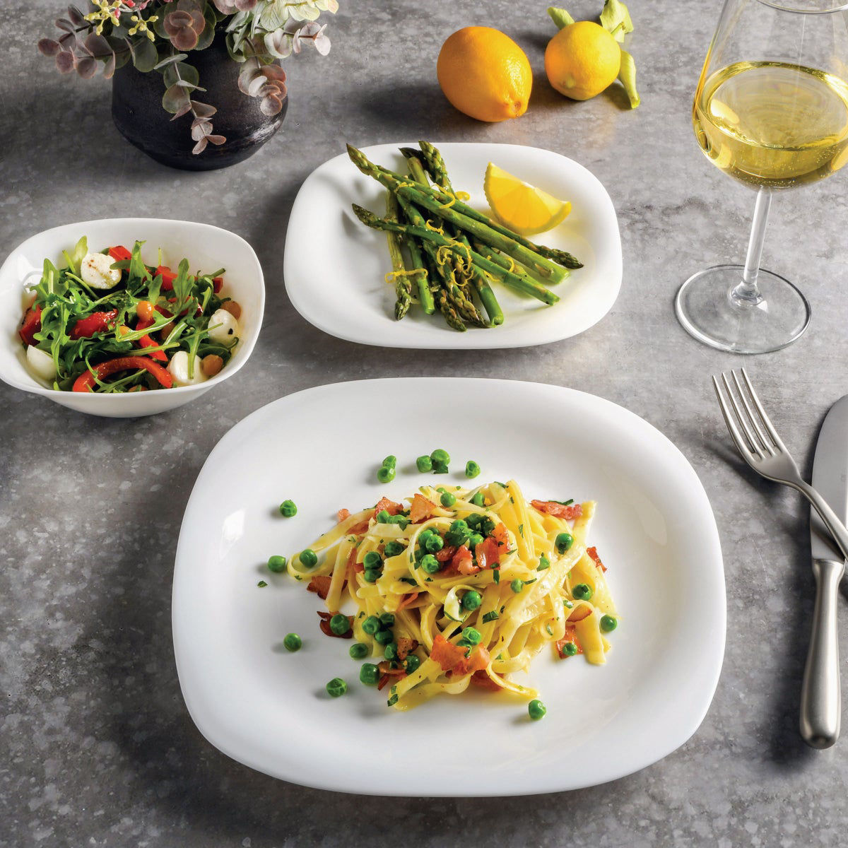 Gibson Ultra Piazza White Soft-Square Dinnerware Set (12-Piece) | Do it ...