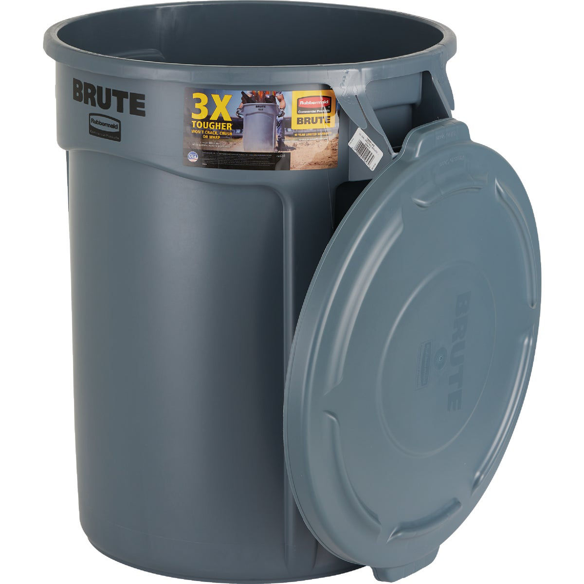 Rubbermaid Commercial Brute 32 Gal. Gray Trash Can With Lid | Do it Best