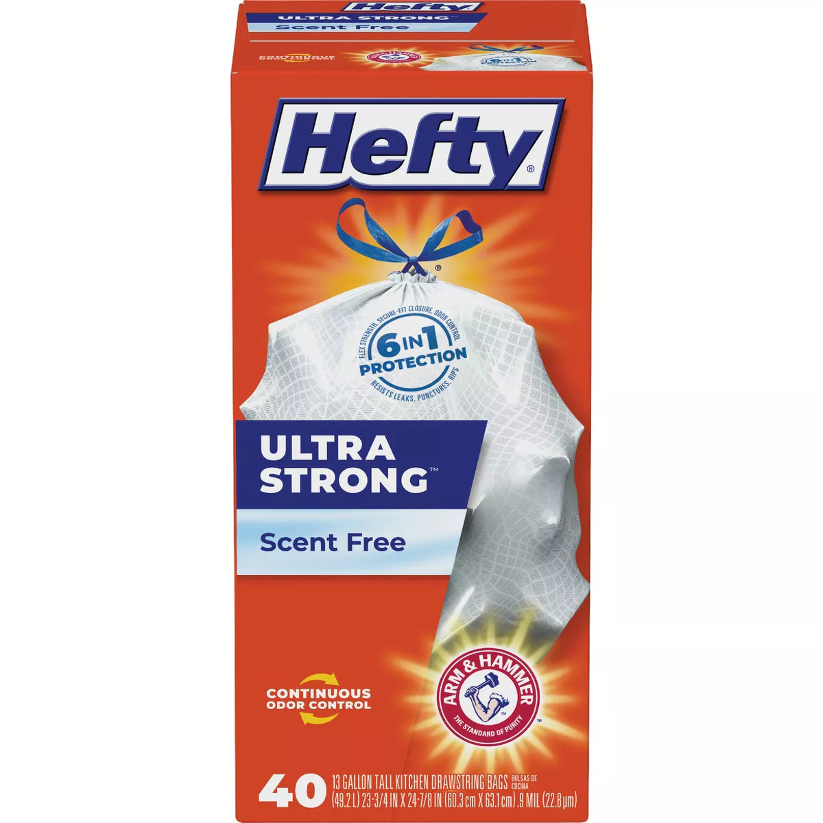 Hefty Ultra Strong 13 Gal. Scent Free Tall Kitchen White Trash Bag (40 ...
