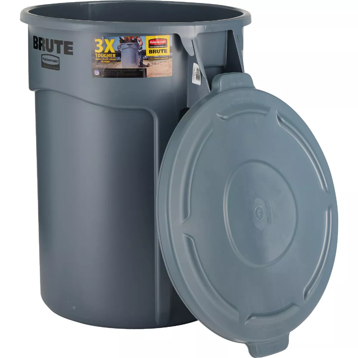 Rubbermaid Commercial Brute 44 Gal. Gray Trash Can With Lid | Do it Best