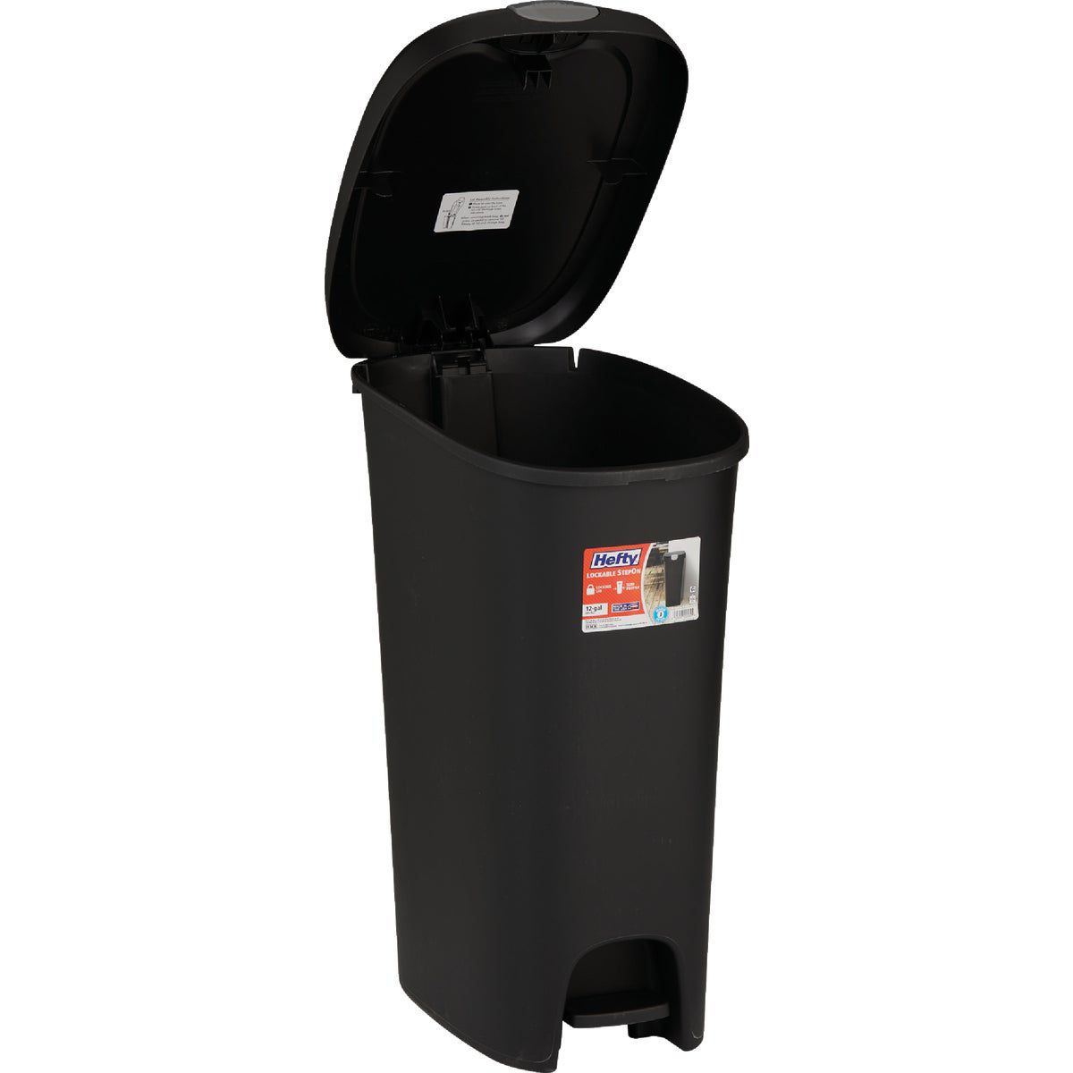 Hefty 12 Gal. Black Lid Lock Step-On Wastebasket | Do it Best