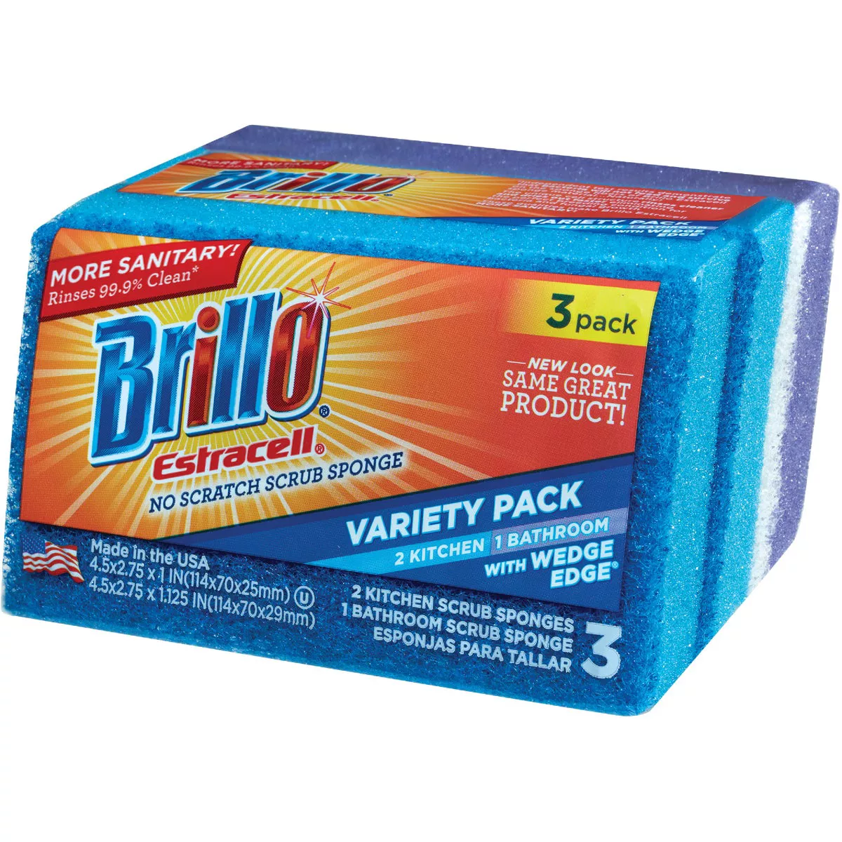 Brillo Estracell No Scratch Kitchen & Bath Scrub Sponge (3 Count) | Do ...