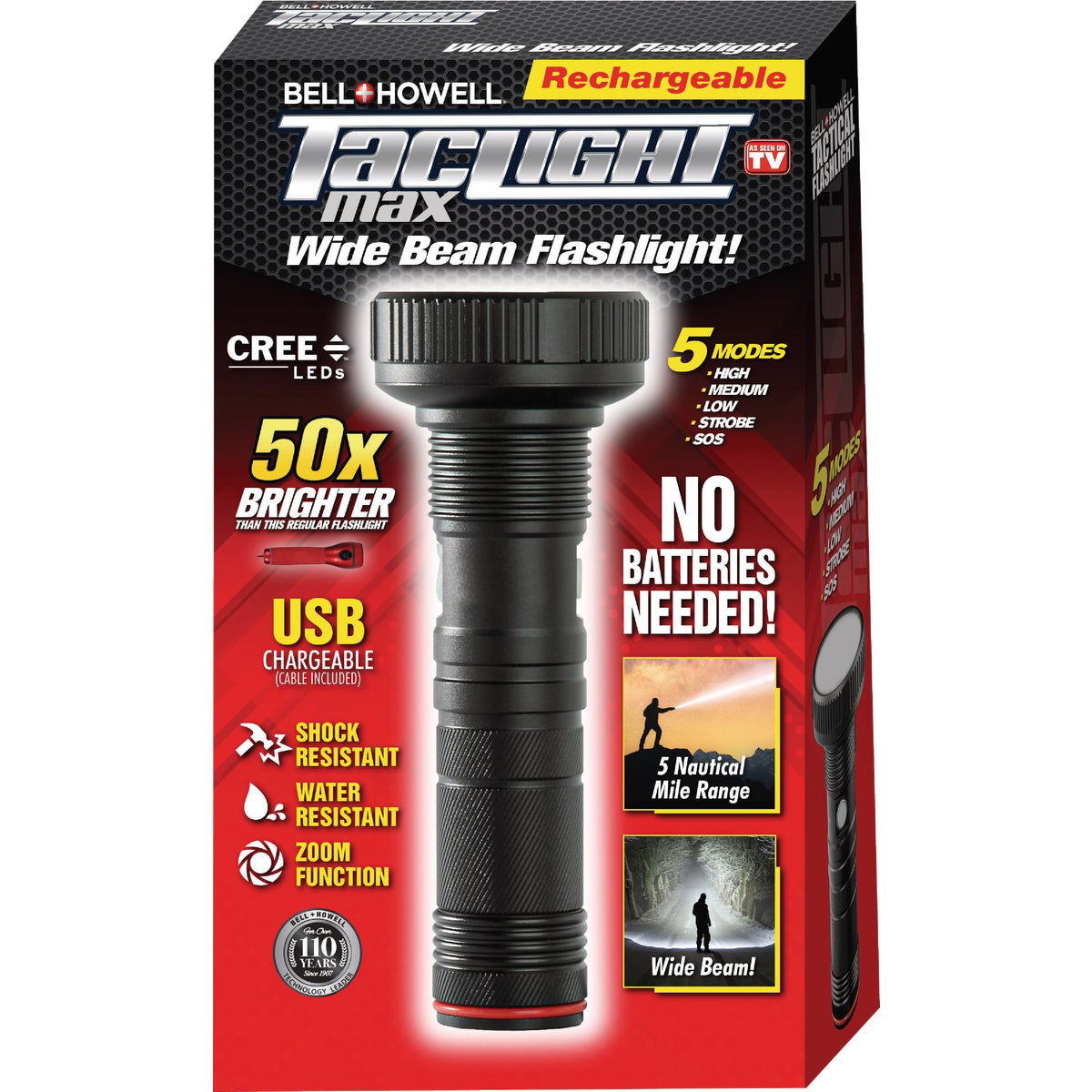 Bell+Howell TacLight Max Wide Beam Rechargeable Flashlight | Do it Best