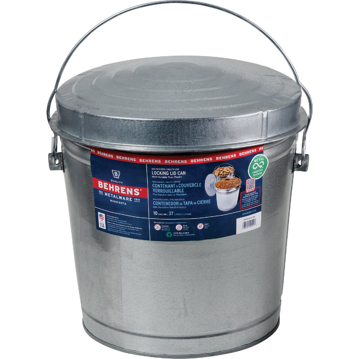 Behrens 10 Gal. Galvanized Locking Lid Trash Can with Lid | Do it Best