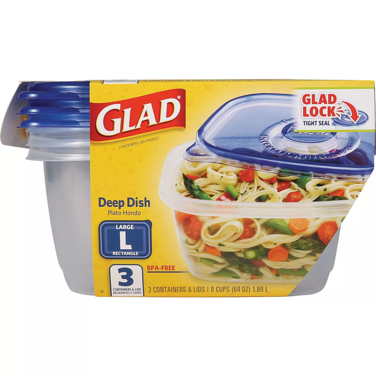 Glad 64 Oz. Clear Rectangle Deep Dish Container (3-Pack) | Do it Best