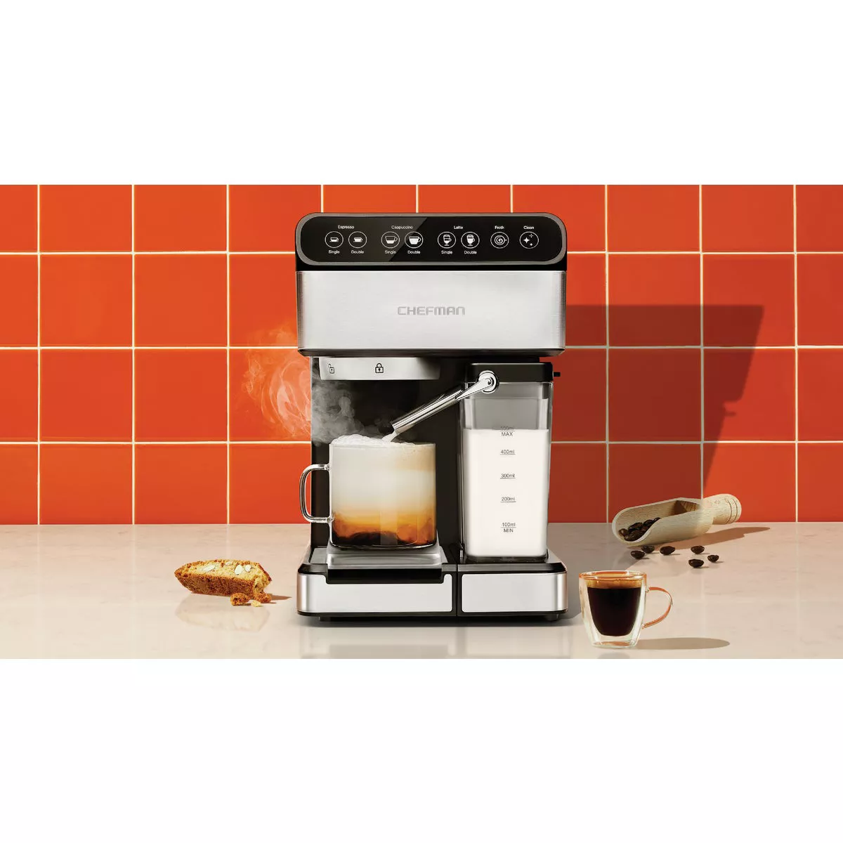 Chefman 6 in 1 Stainless Steel 15 Bar Pump Espresso Machine