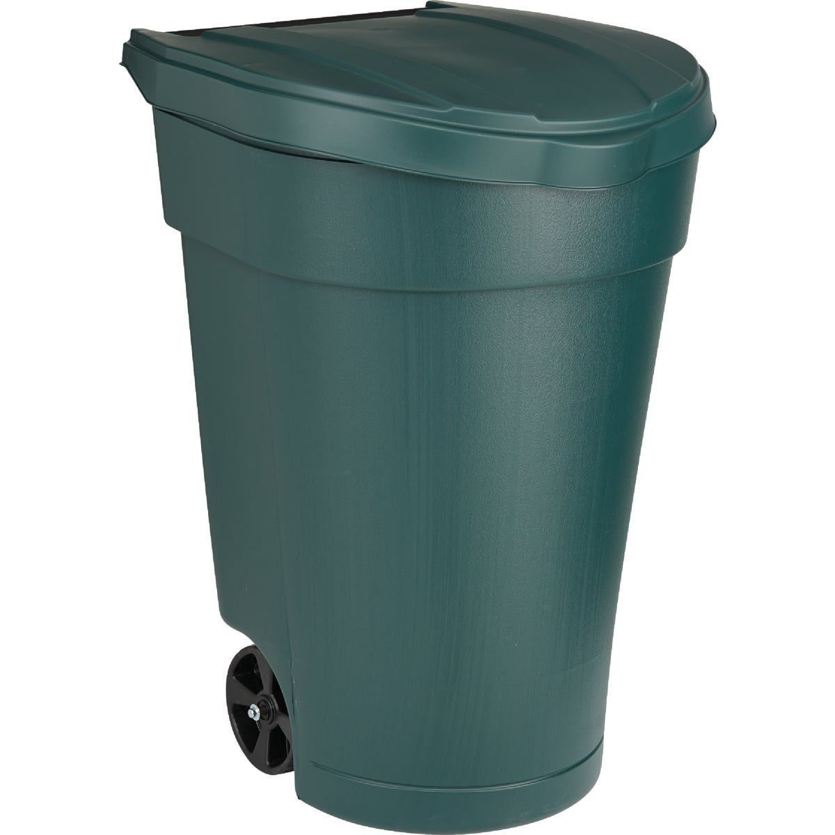United Solutions 50 Gal. Green Plastic Wheeled Outdoor Trash Can with ...