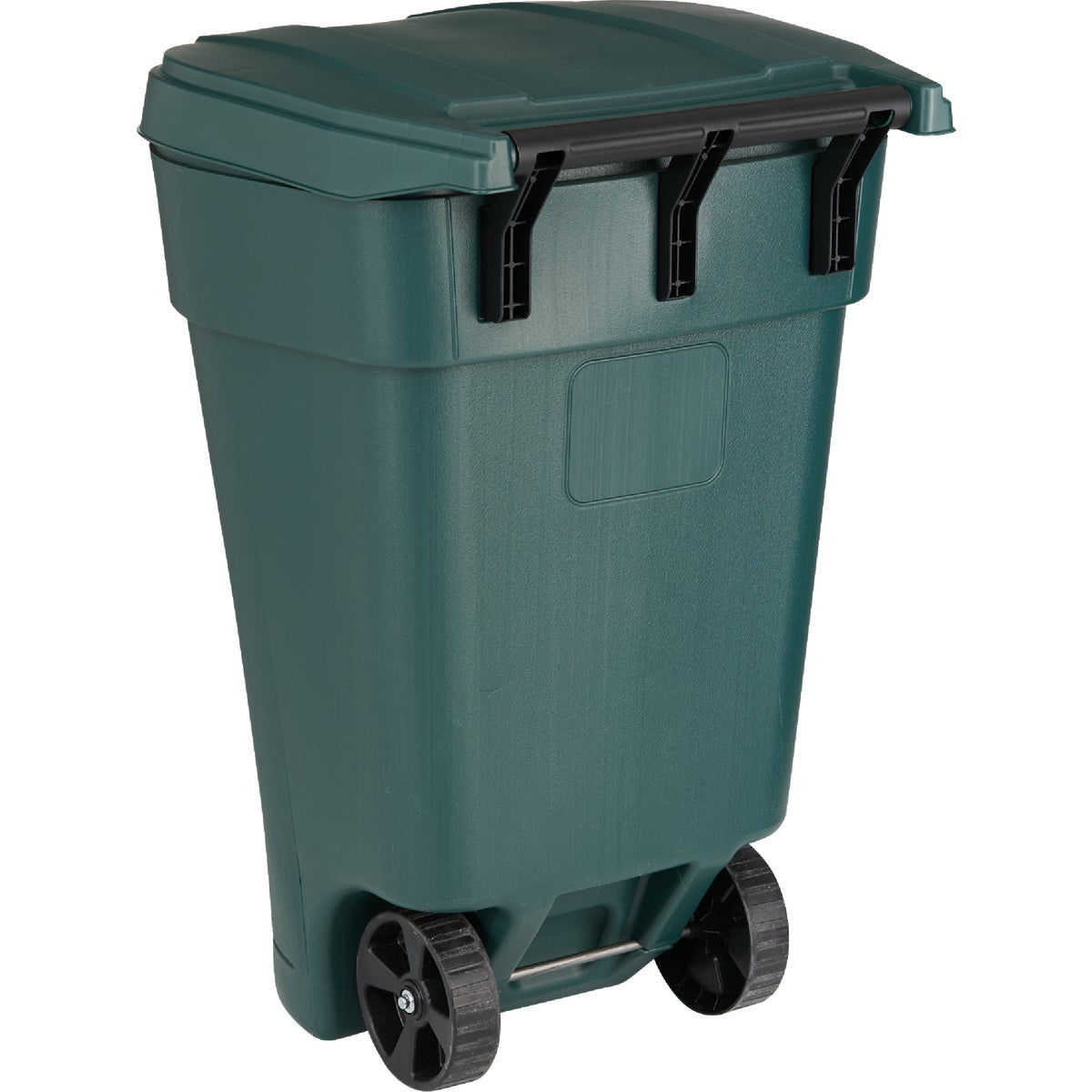 United Solutions 50 Gal. Green Plastic Wheeled Outdoor Trash Can with ...