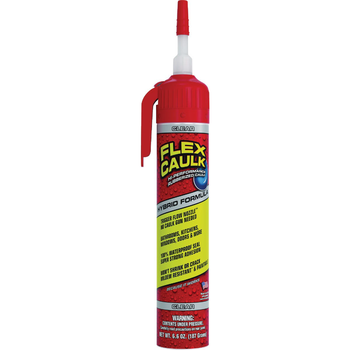 Flex Caulk 6.75 Oz. Clear Hybrid Caulk Cartridge With Adjustble Nozzle ...