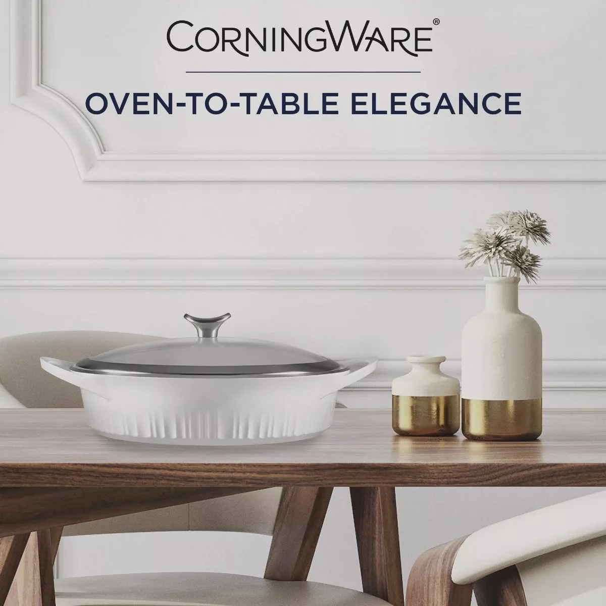 CorningWare 4 Qt. White Cast Aluminum Braiser Baking Dish with Lid | Do ...