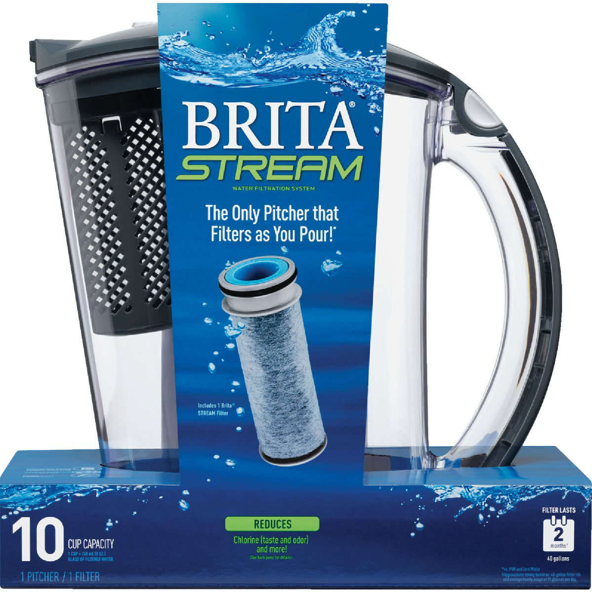 Brita Large Carbon Gray 10-Cup Filter-As-You-Pour Pitcher | Do it Best