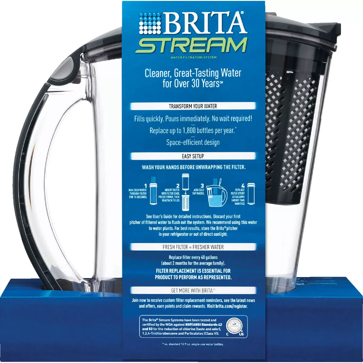 Brita Large Carbon Gray 10-Cup Filter-As-You-Pour Pitcher | Do it Best