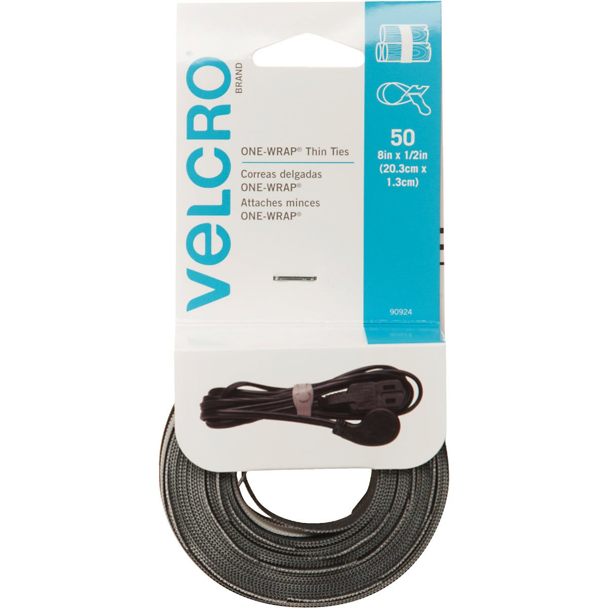 VELCRO Brand One-Wrap 1/2 In. x 8 In. Black Hook & Loop Tie (50 Ct ...
