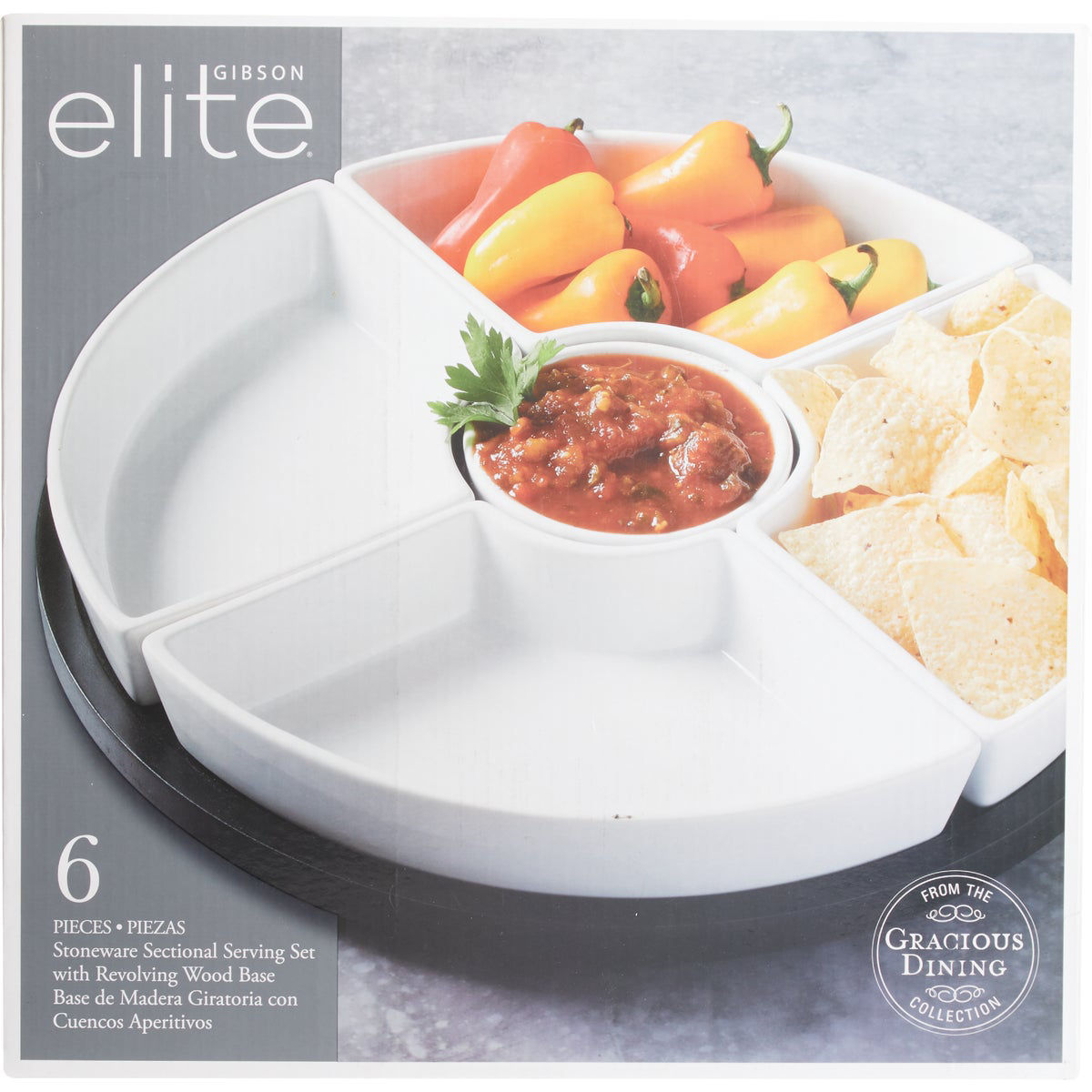 Gibson Home Gracious Dining Tidbit Dishes with Wood Base (6-Piece) | Do ...