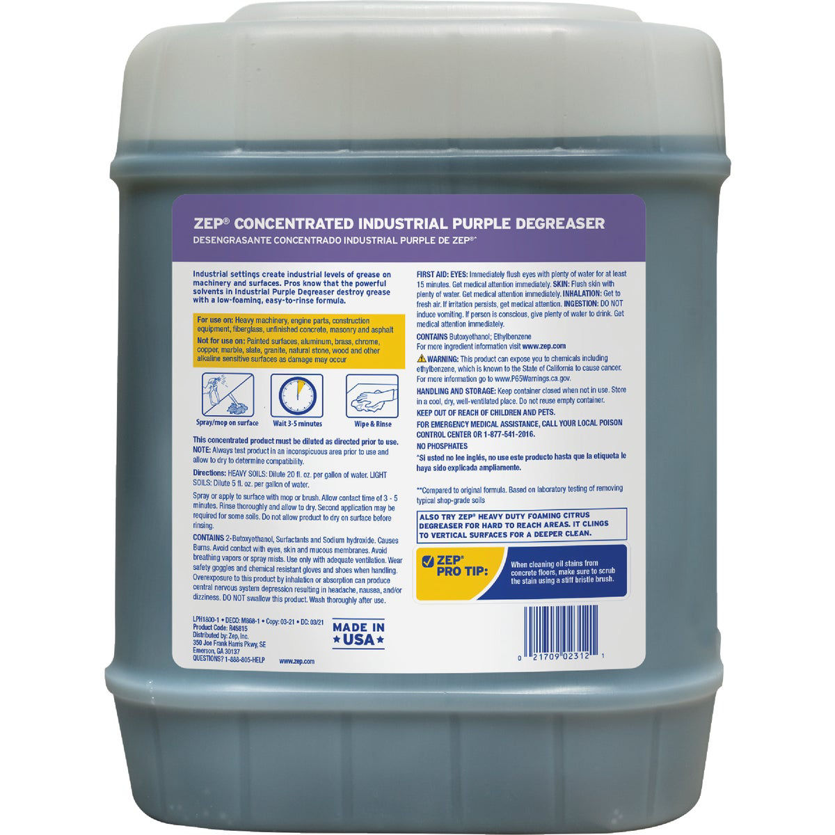 Zep 5 Gal. Industrial Purple Cleaner & Degreaser Concentrate | Do it Best