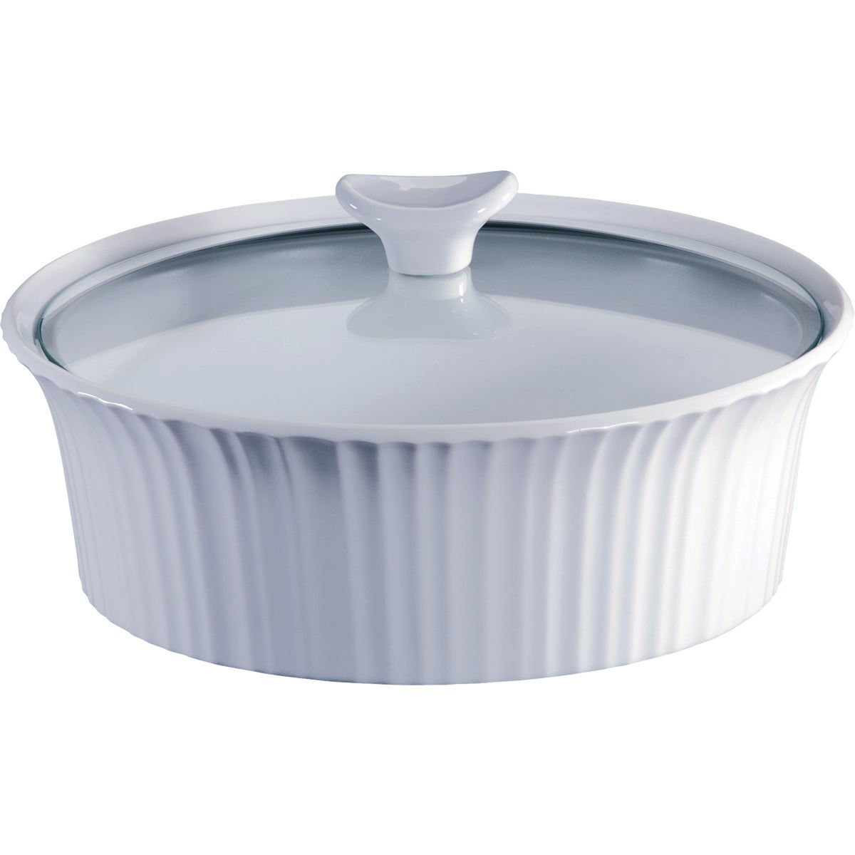Corningware 2-1/2 Qt. Stoneware French White Round Covered Casserole ...
