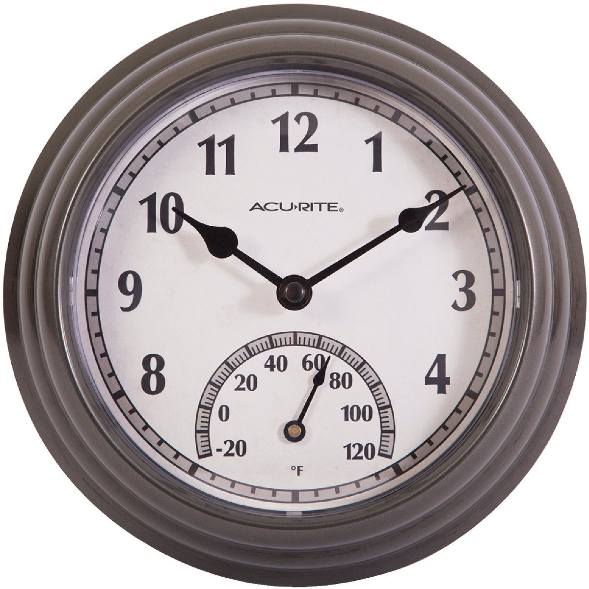 Acurite 8.5 In. Dark Silver Gray Wall Clock/Thermometer | Do it Best