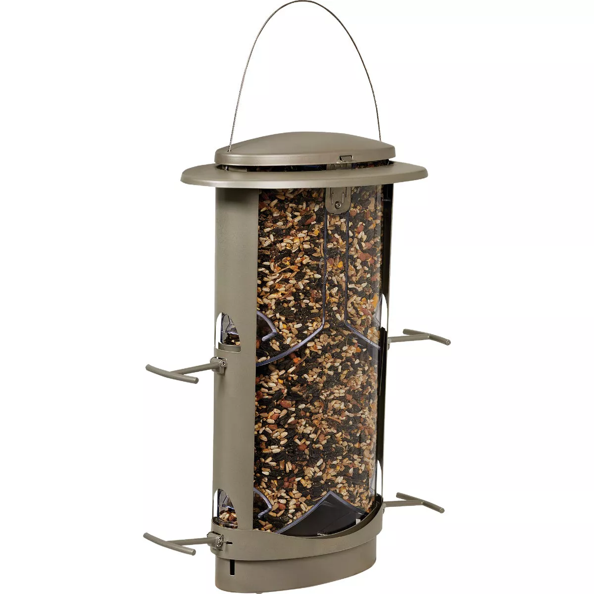 Squirrel X1 Tan Plastic 4.2 Lb. Capacity Elliptical Tube Bird Feeder ...
