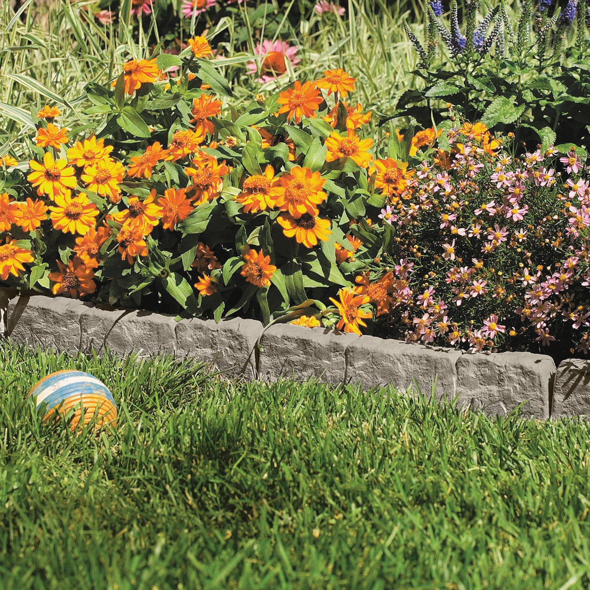 Suncast 6 In. H. x 12 In. L. Border Stone Poly Lawn Edging (10-Pack ...