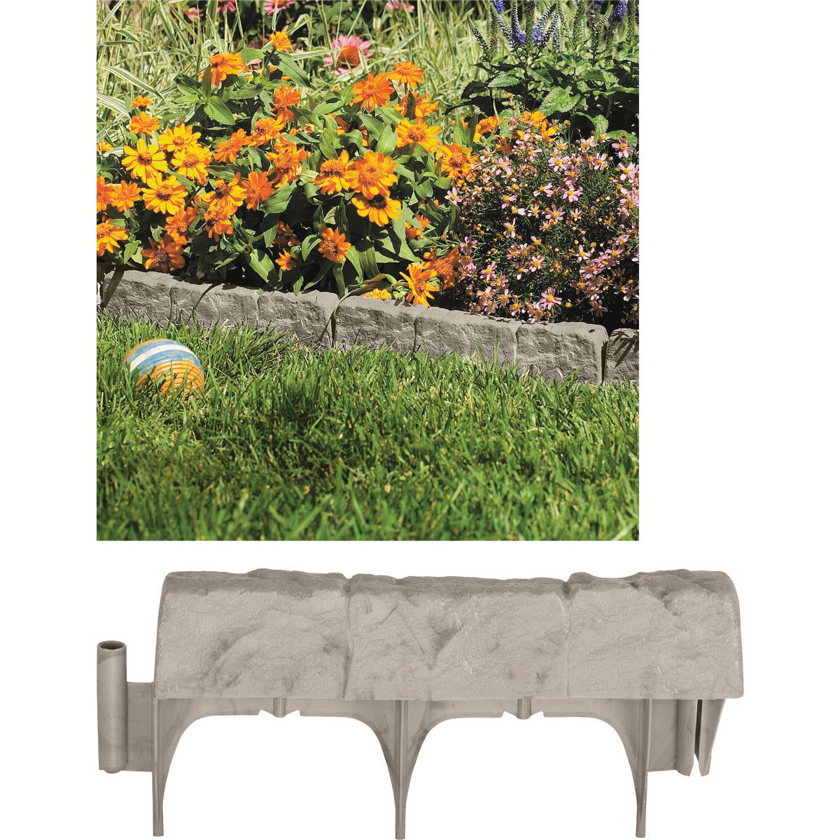 Suncast 6 In. H. x 12 In. L. Border Stone Poly Lawn Edging (10-Pack ...