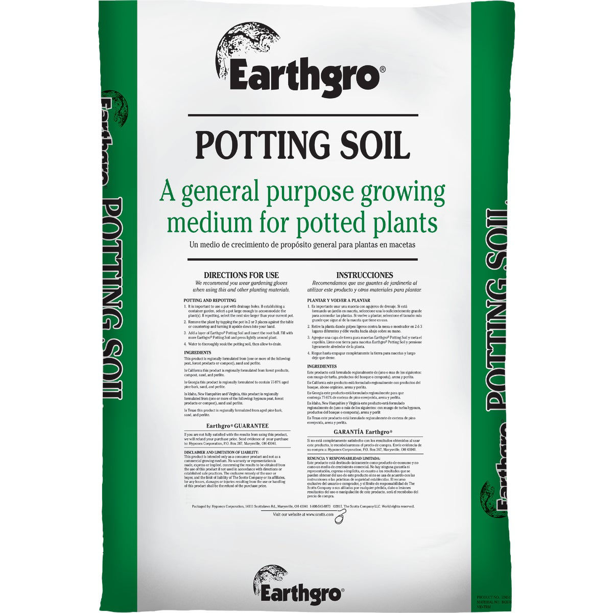 Earthgro 1 Cu. Ft. 52 Lb. All Purpose Indoor & Outdoor Plants Potting ...