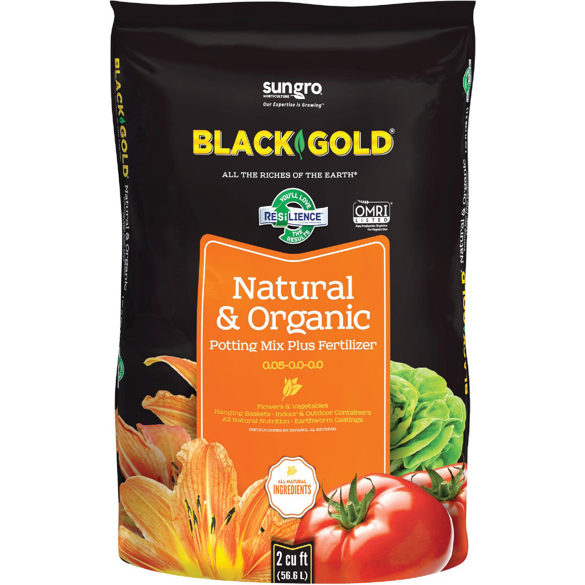 Black Gold 2 Cu. Ft. 47-1/2 Lb. All Purpose Natural & Organic Potting ...