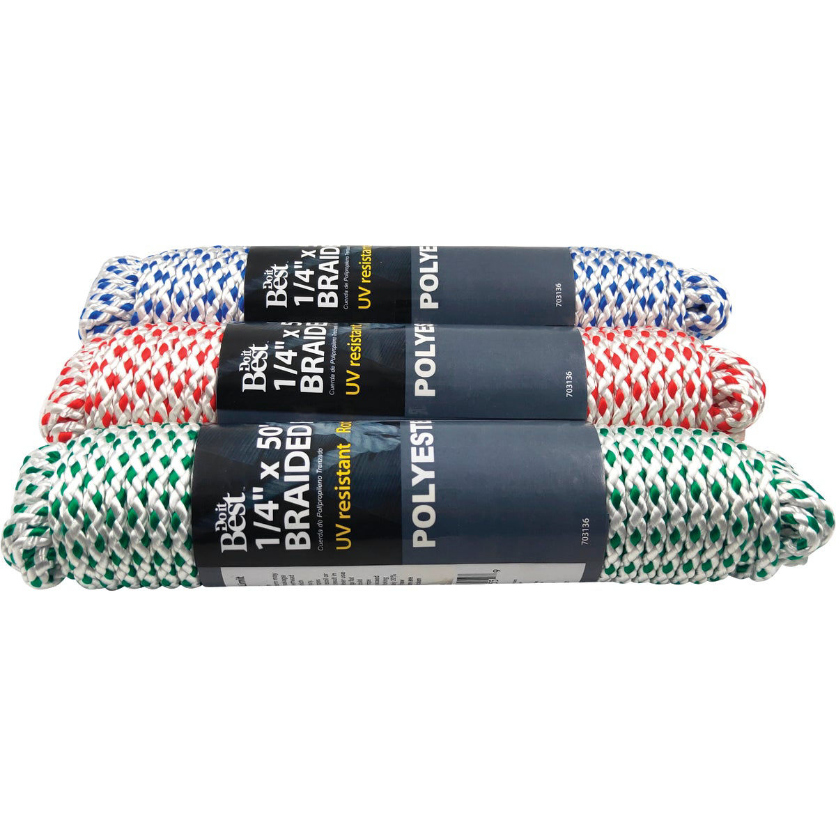 Do it Best 1/4 In. x 50 Ft. Assorted Colors Diamond Braided Polyester ...