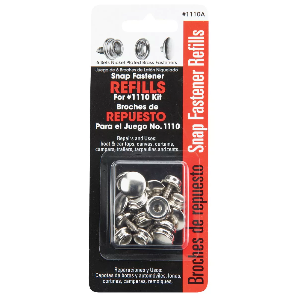 Lord & Hodge Metal Snap Fastener Refill for Canvas to Hard Surface (6 ...