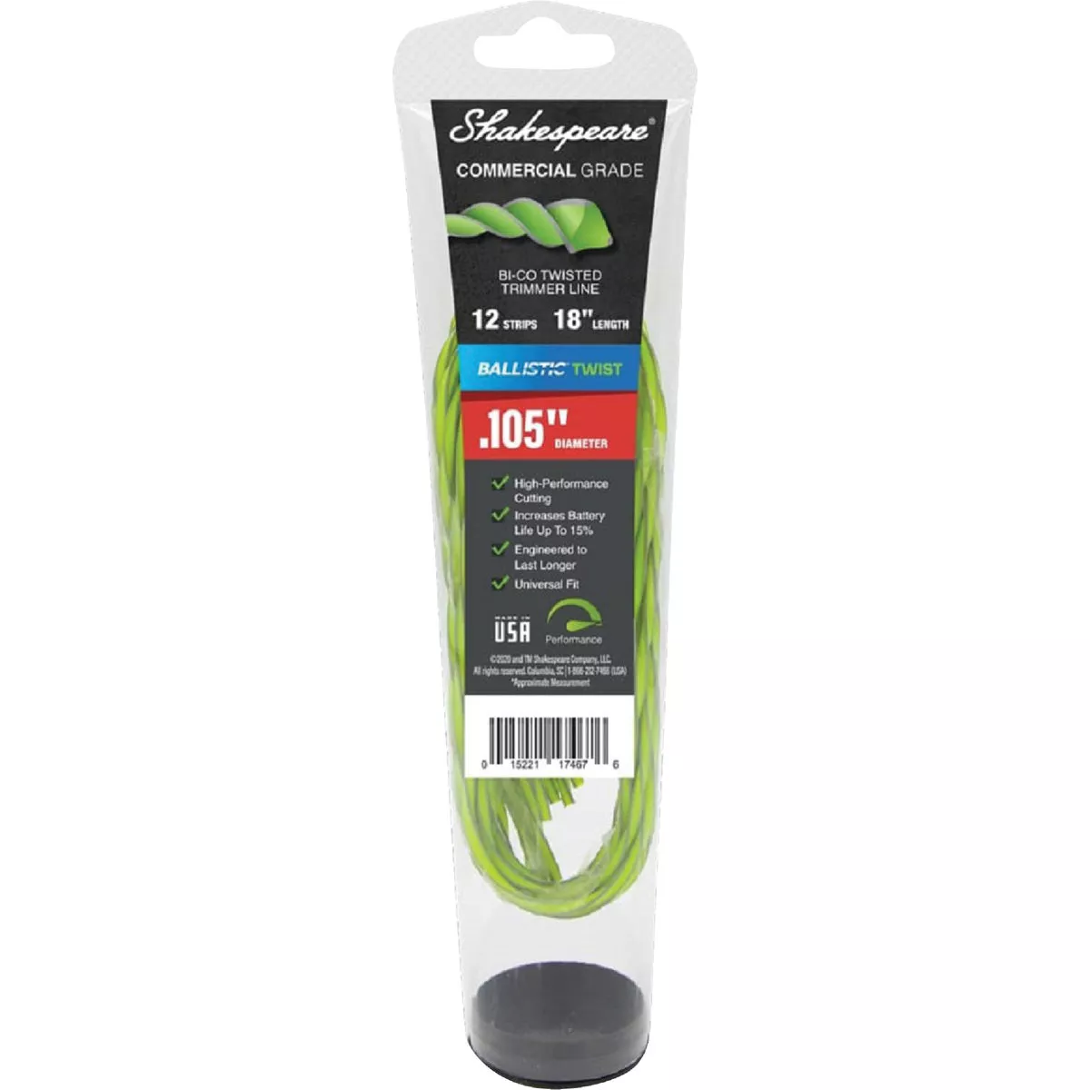 Shakespeare 0.105 In. x 18 In. Ballistic Twist Trimmer Line Strips (12 ...