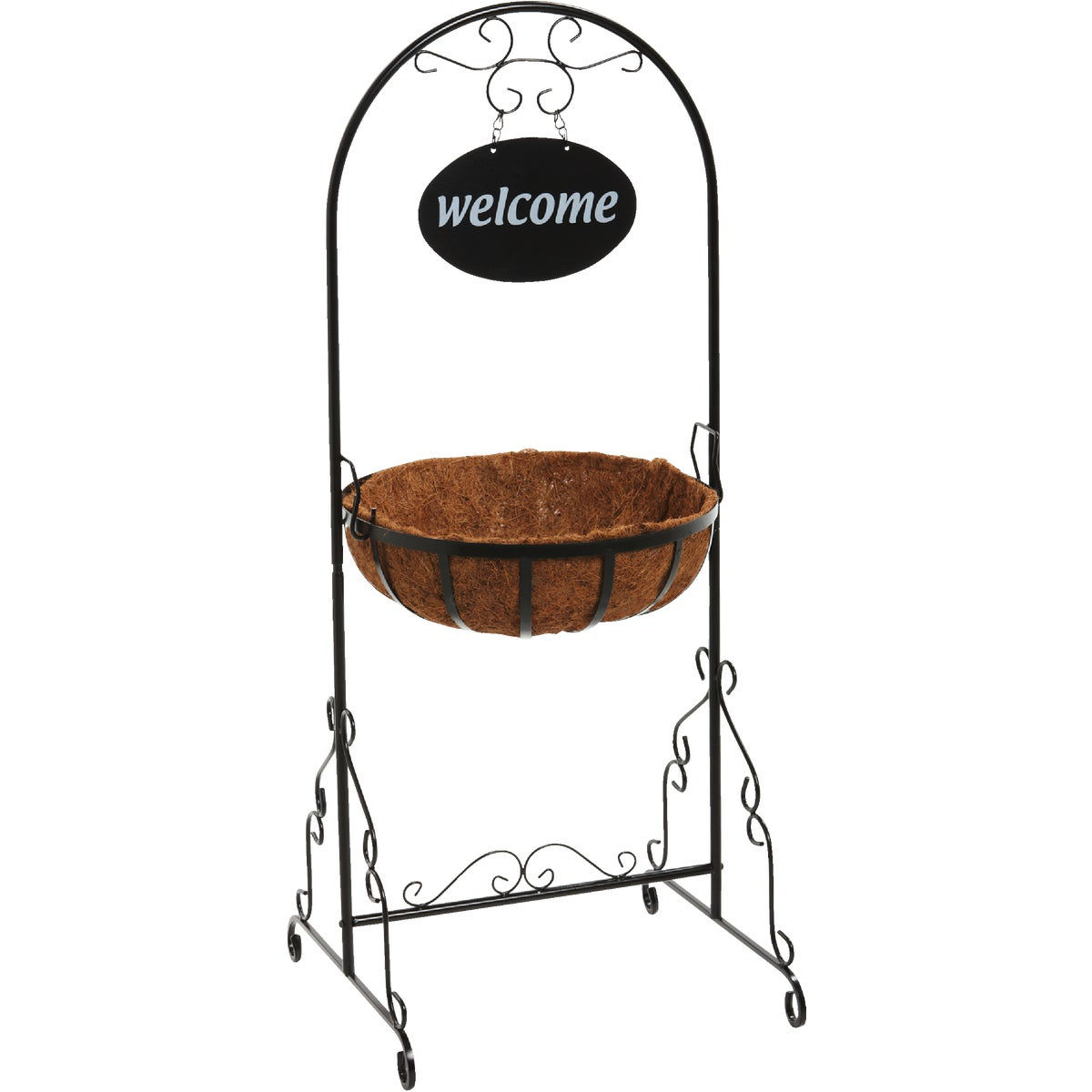 Best Garden Black Rust Resistant Steel 43 In. H. Welcome Plant Stand ...