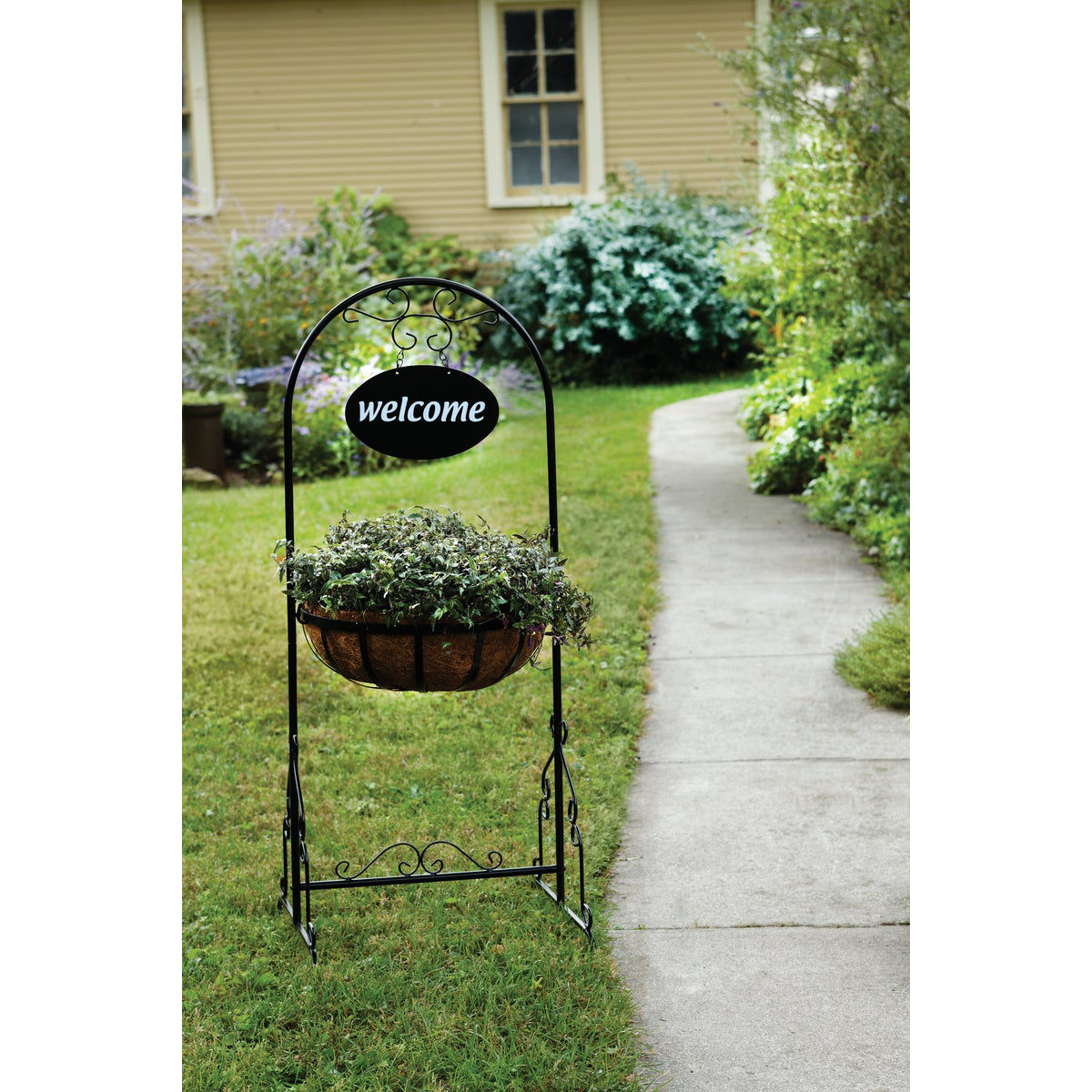 Best Garden Black Rust Resistant Steel 43 In. H. Welcome Plant Stand ...