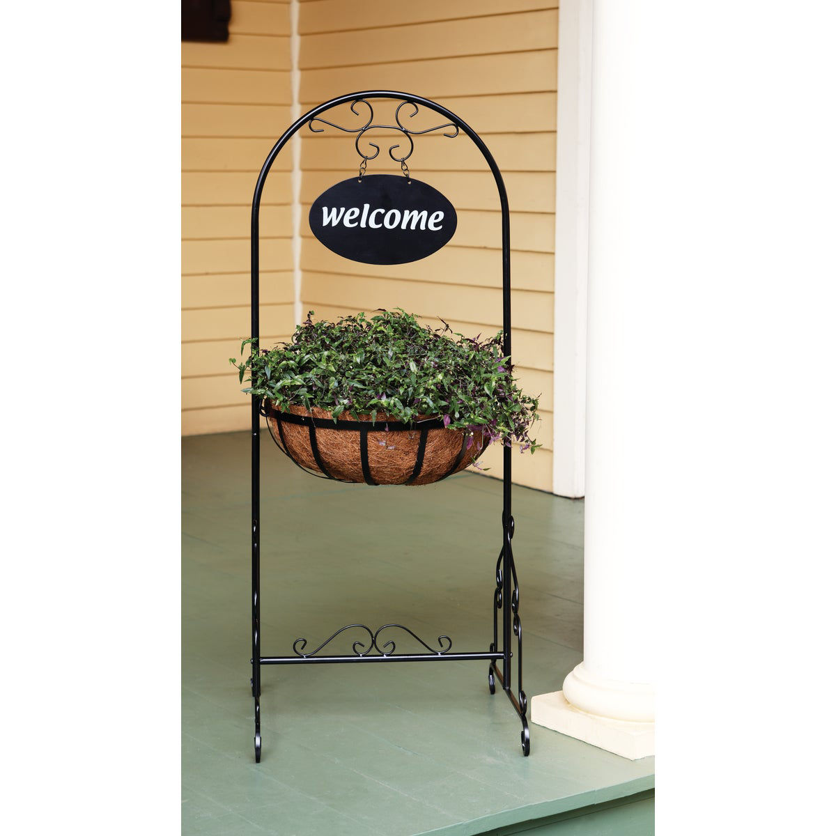 Best Garden Black Rust Resistant Steel 43 In. H. Welcome Plant Stand ...