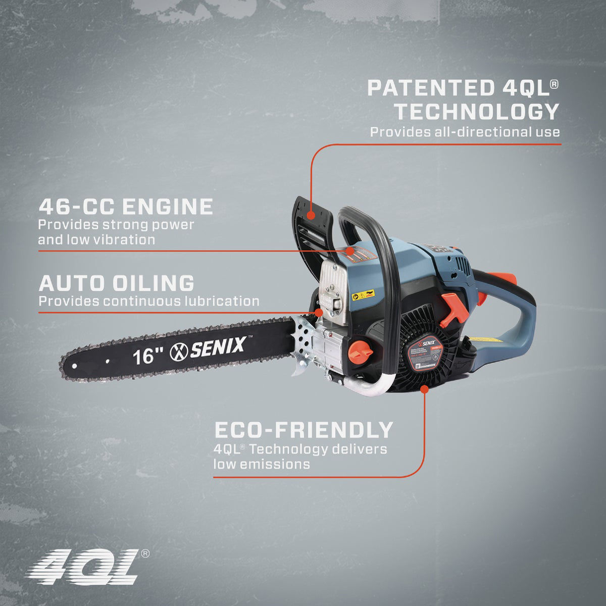 Senix 4QL 16 In. 46cc Gas Powered Chainsaw | Do it Best