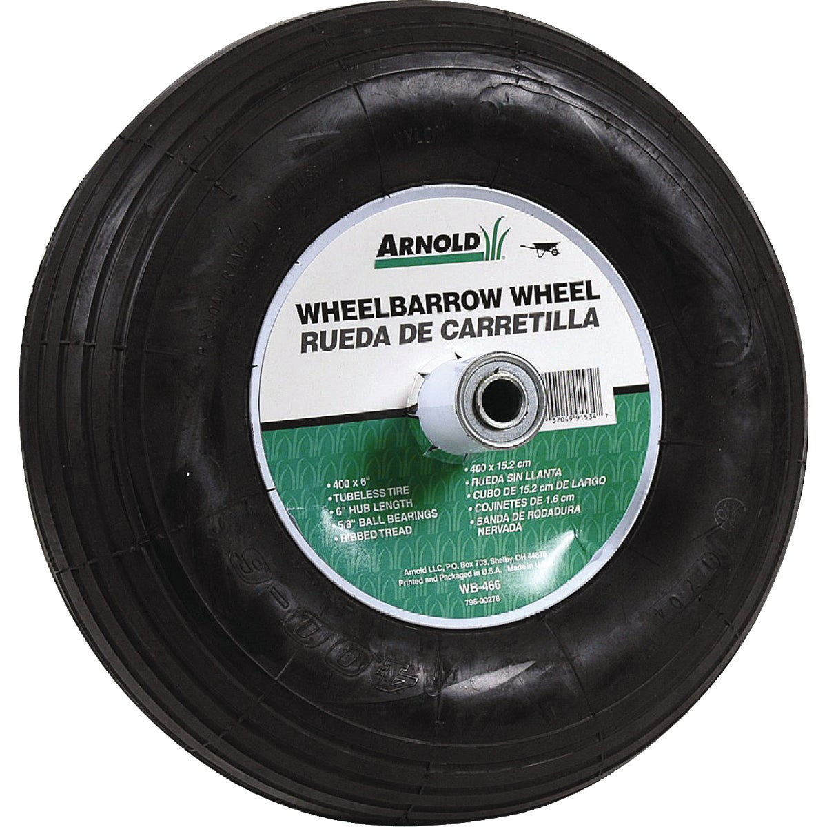 Arnold 14 x 400-6 In. Pneumatic Wheelbarrow Wheel with 6 In. Hub | Do ...