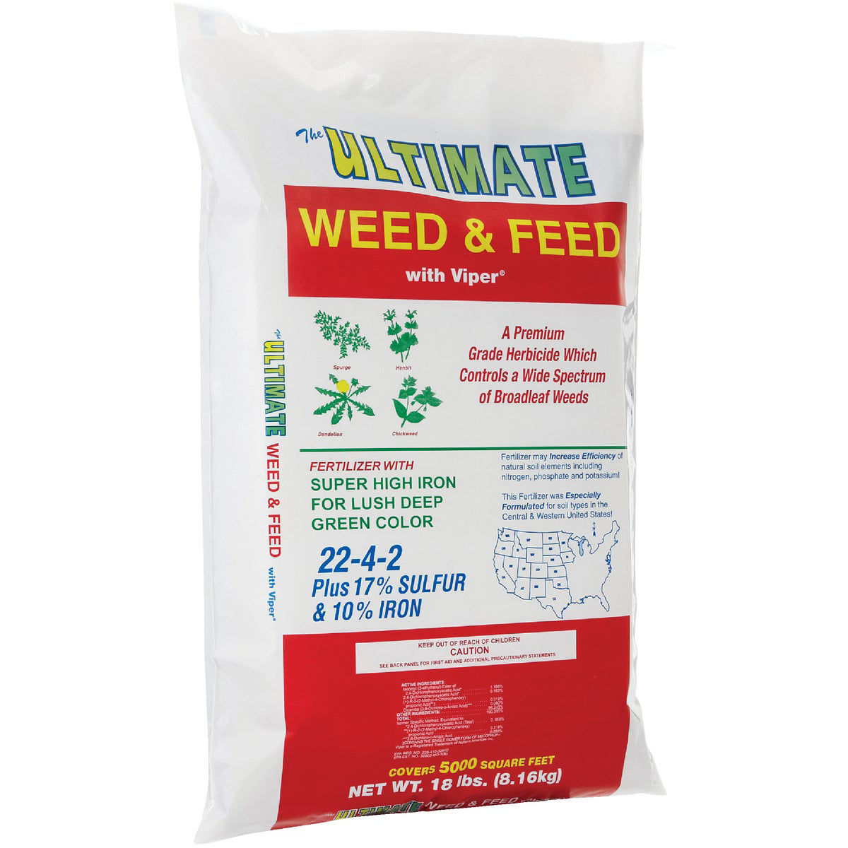 Ultimate Weed & Feed 18 Lb. 5000 Sq. Ft. 22-4-2 Lawn Fertilizer with ...