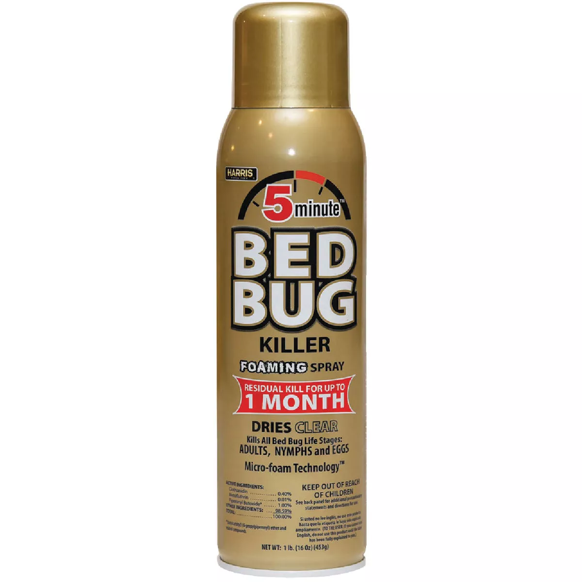 Harris BedBug Gold 16 Oz. Aerosol Foam Spray 5 Minute Bedbug Killer ...