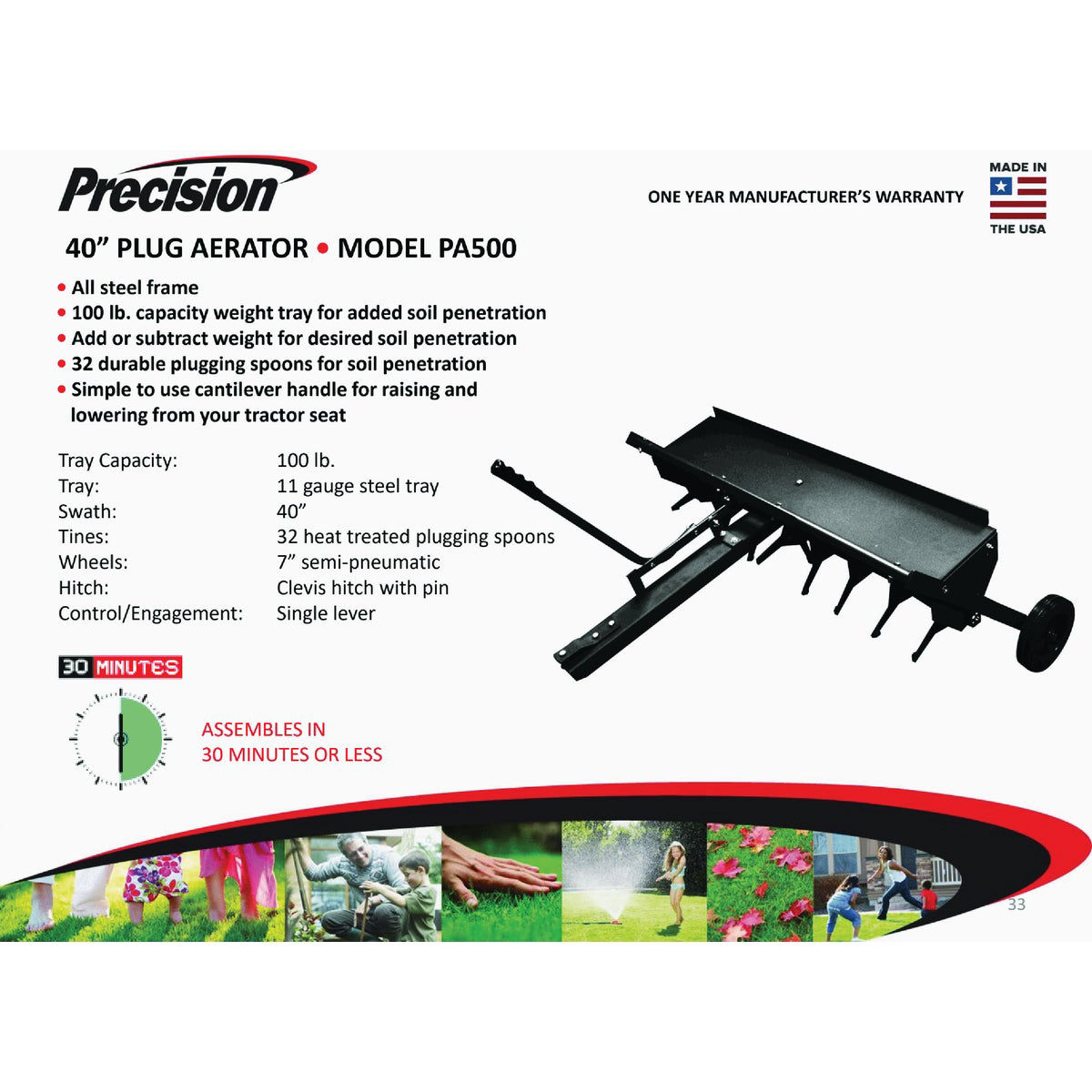 Precision 40 In. Tow-Behind Plug Aerator with Universal Hitch | Do it Best