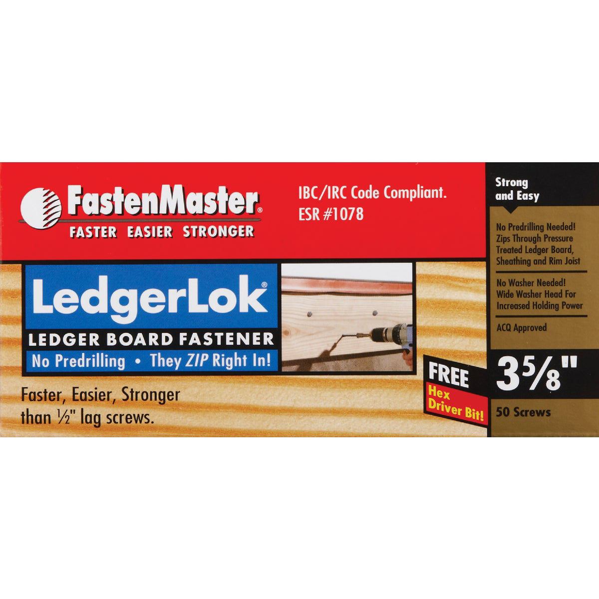 FastenMaster LedgerLok 0.305 In. x 3-5/8 In. Coarse Steel Hex-Head ...