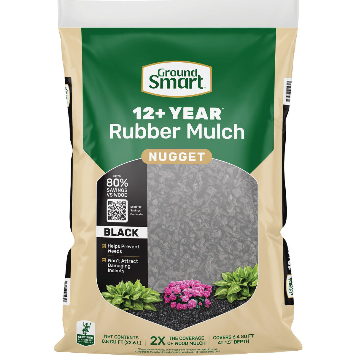 GroundSmart 0.8 Cu. Ft. Black Recycled Nugget Rubber Mulch | Do it Best