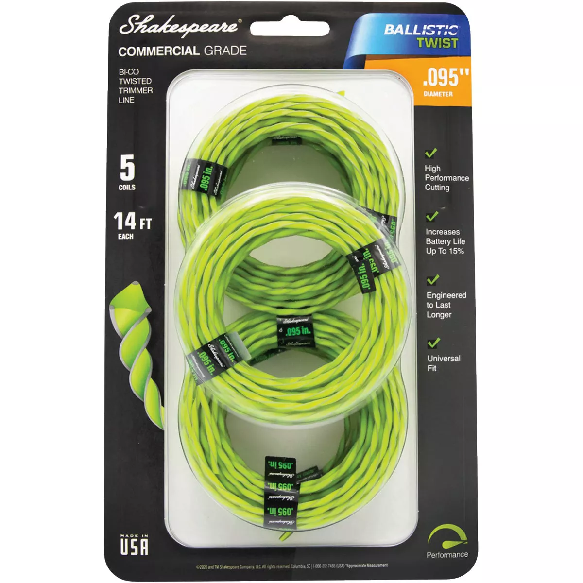 Shakespeare Ballistic Twist Universal Pre-Cut Trimmer Line Coils (5 ...