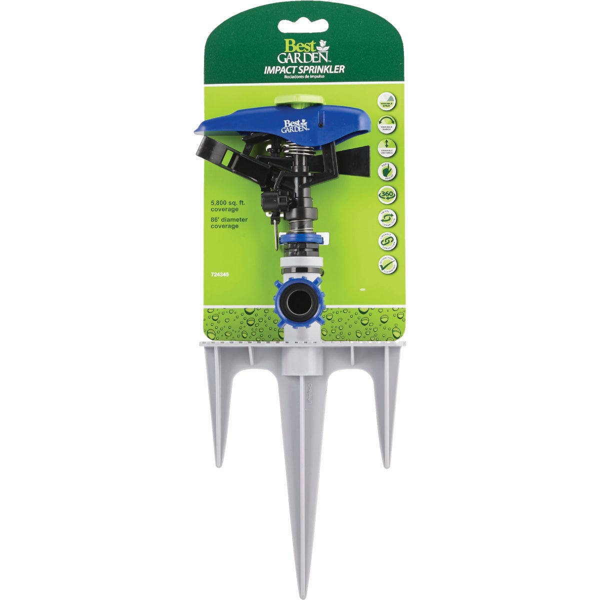 Best Garden Poly 5800 Sq. Ft. Triple Spike Impulse Sprinkler | Do it Best