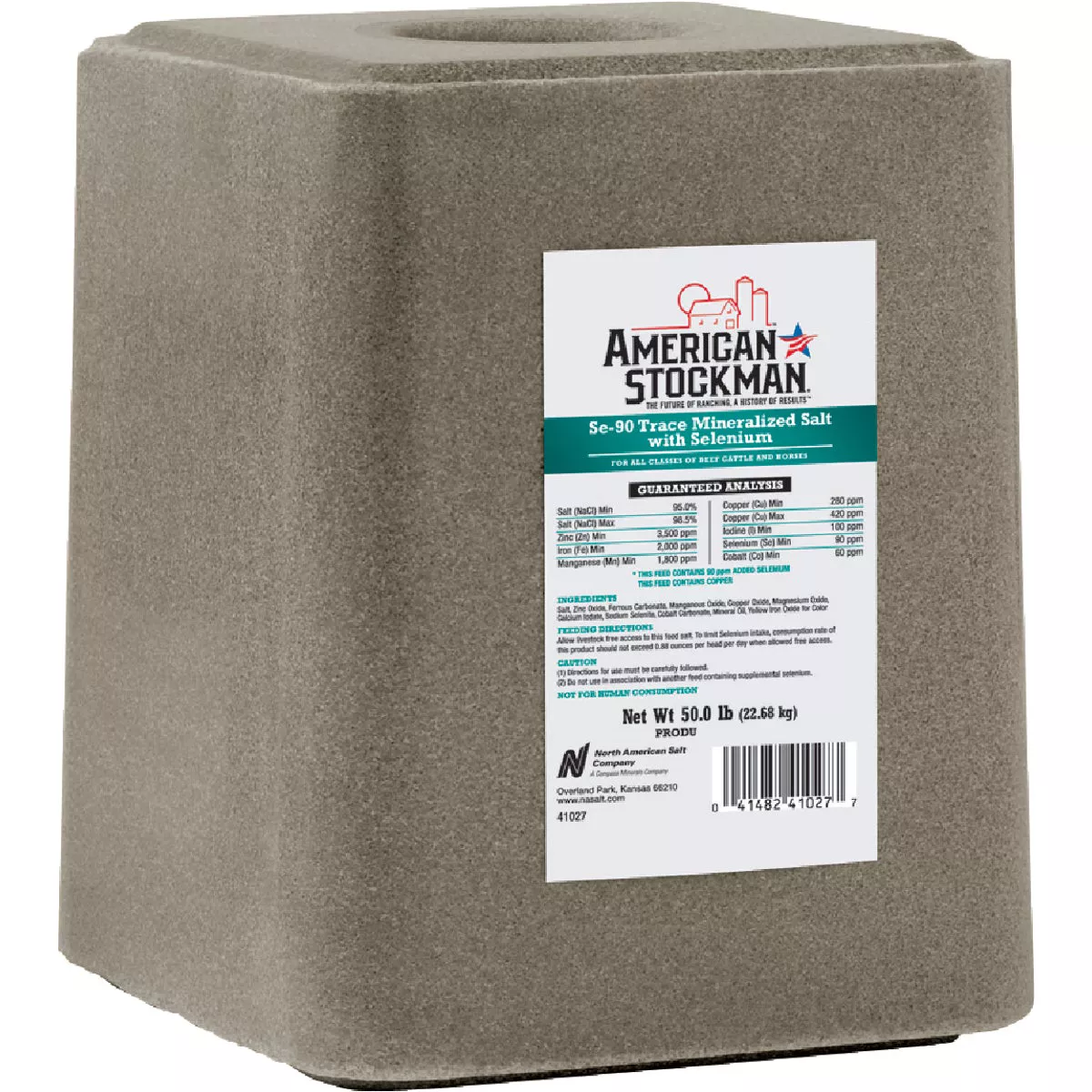 American Stockman 50 Lb. Trace Mineralized Salt With Selenium 90 Salt ...