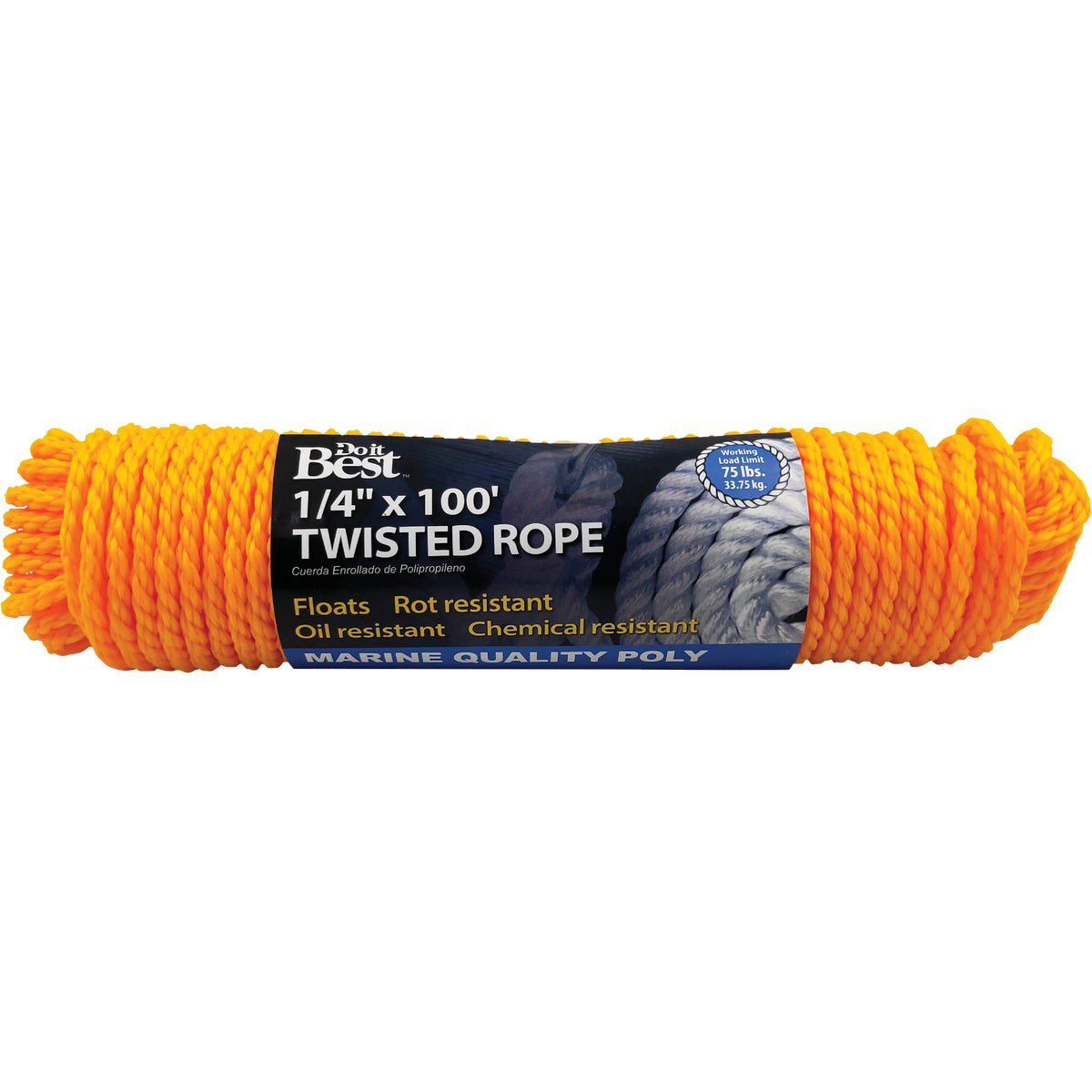 Do it Best 1/4 In. x 100 Ft. Yellow Twisted Polypropylene Packaged Rope ...