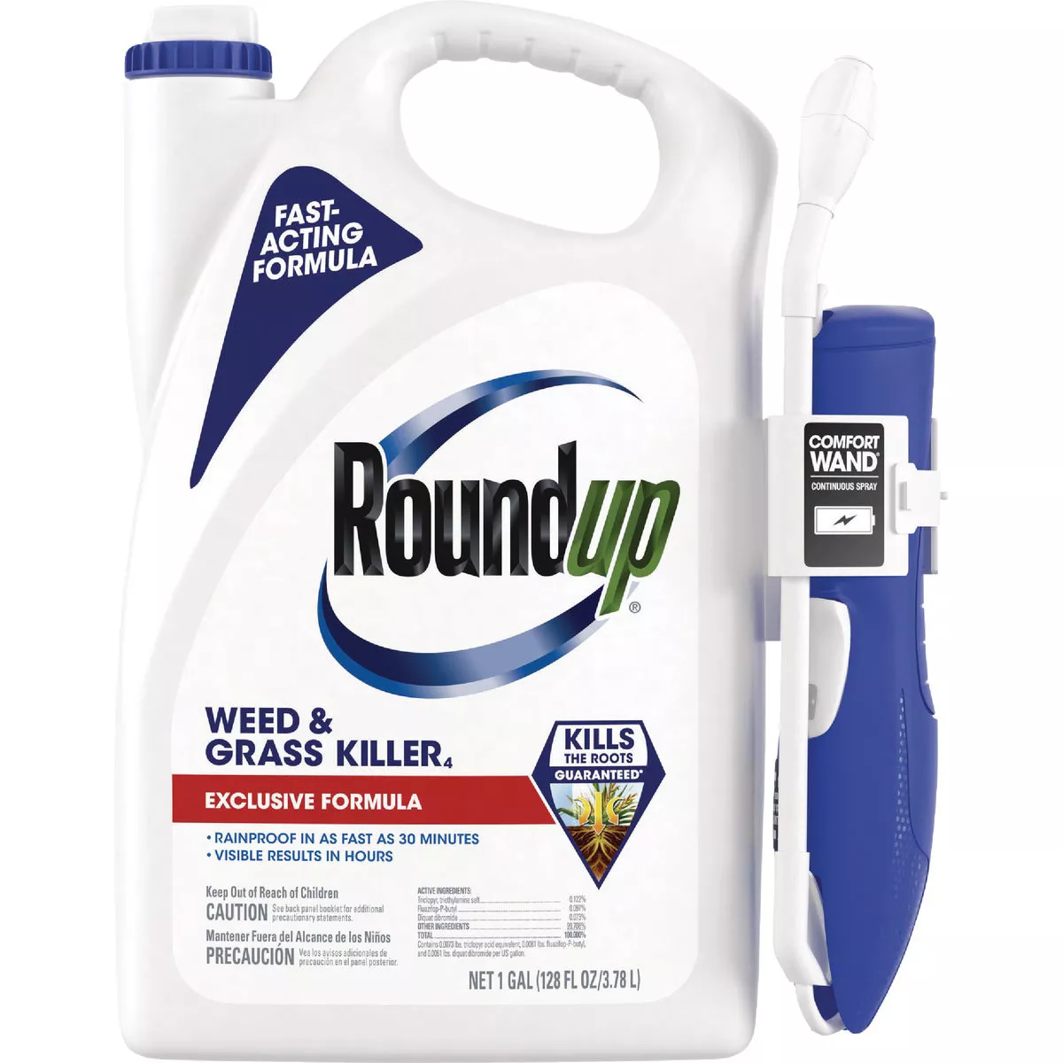 Roundup 1 Gal. Exclusive Formula Weed & Grass Killer with Comfort Wand ...